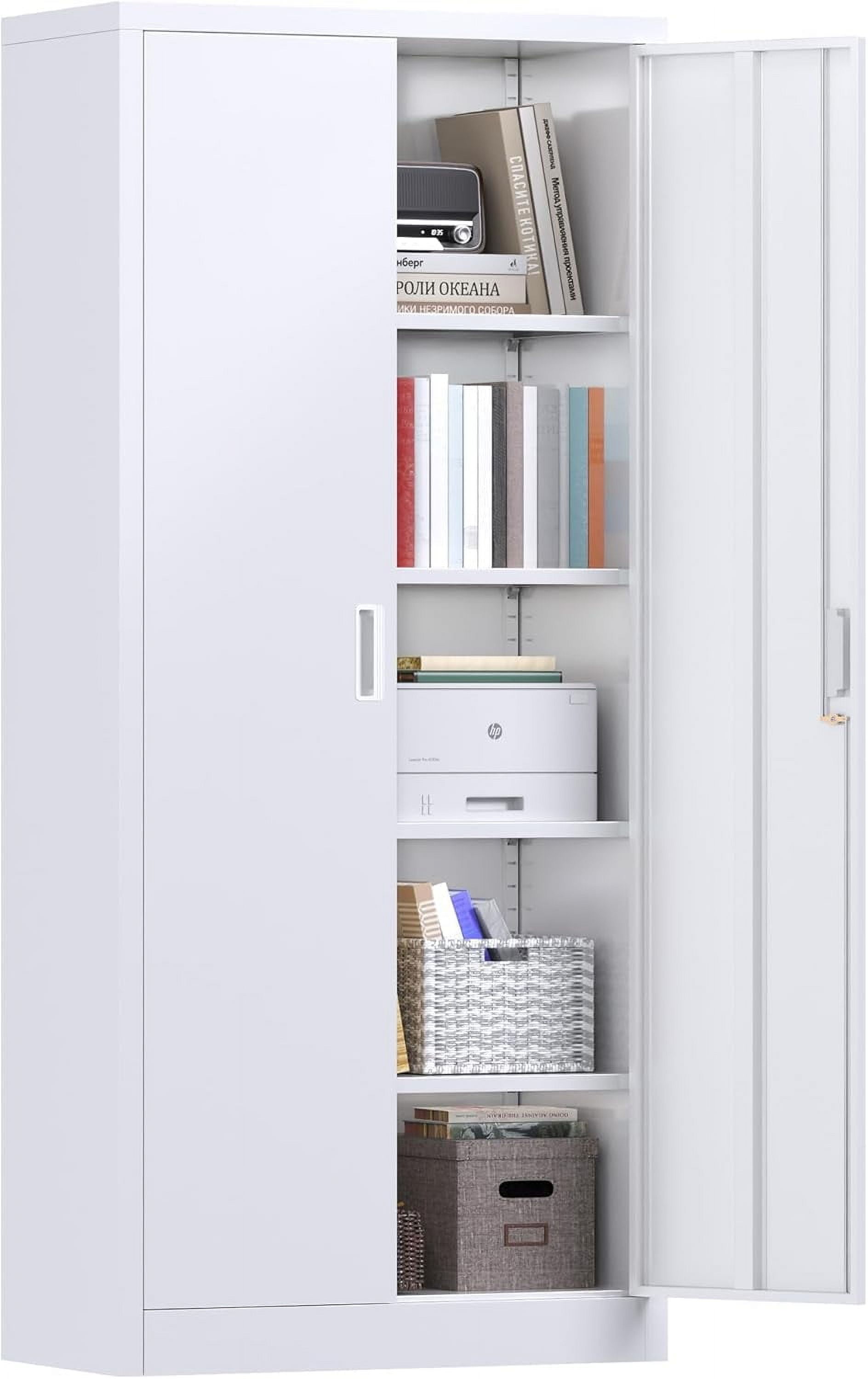 Metal Storage Cabinet with 2 Doors 71" Steel Garage Cabinets with 4 ...