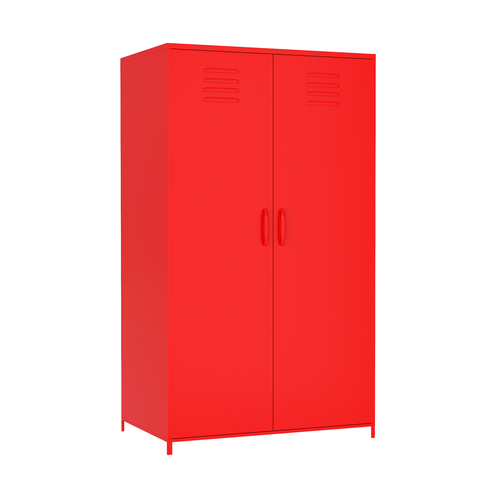 Metal Storage Cabinet with 3 Grid Hanging Rod, 3 Storage Spaces, Single ...