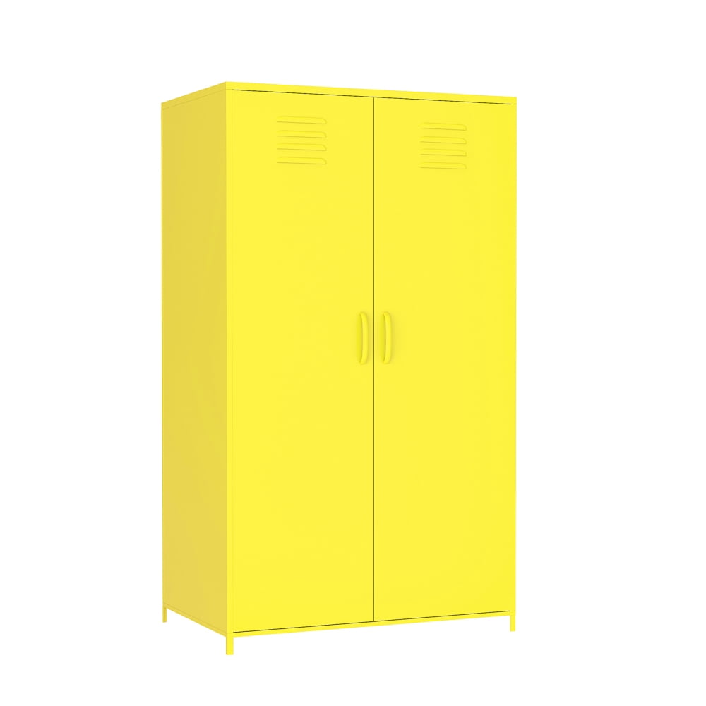 Metal Storage Cabinet with 3 Grid Hanging Rod, 3 Storage Spaces, Single ...