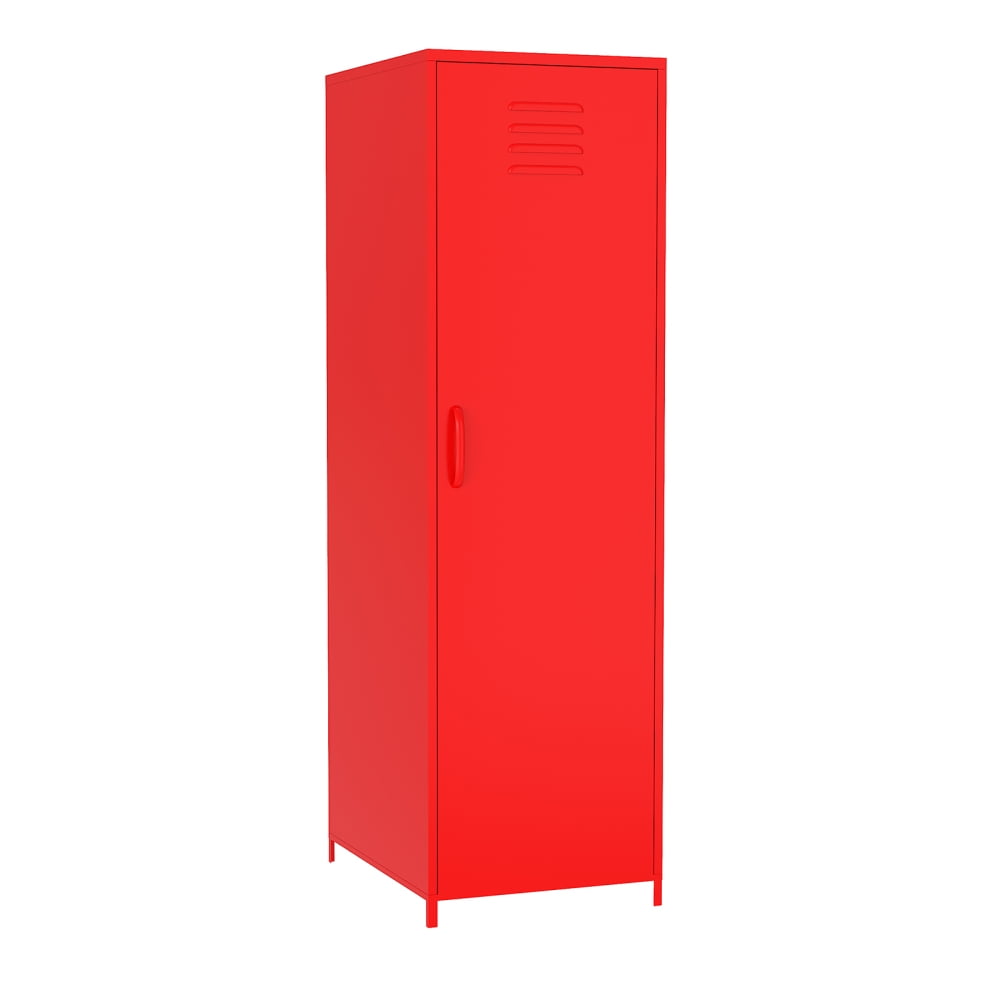 Metal Storage Cabinet with 3 Grid Hanging Rod, 3 Storage Spaces, Single ...