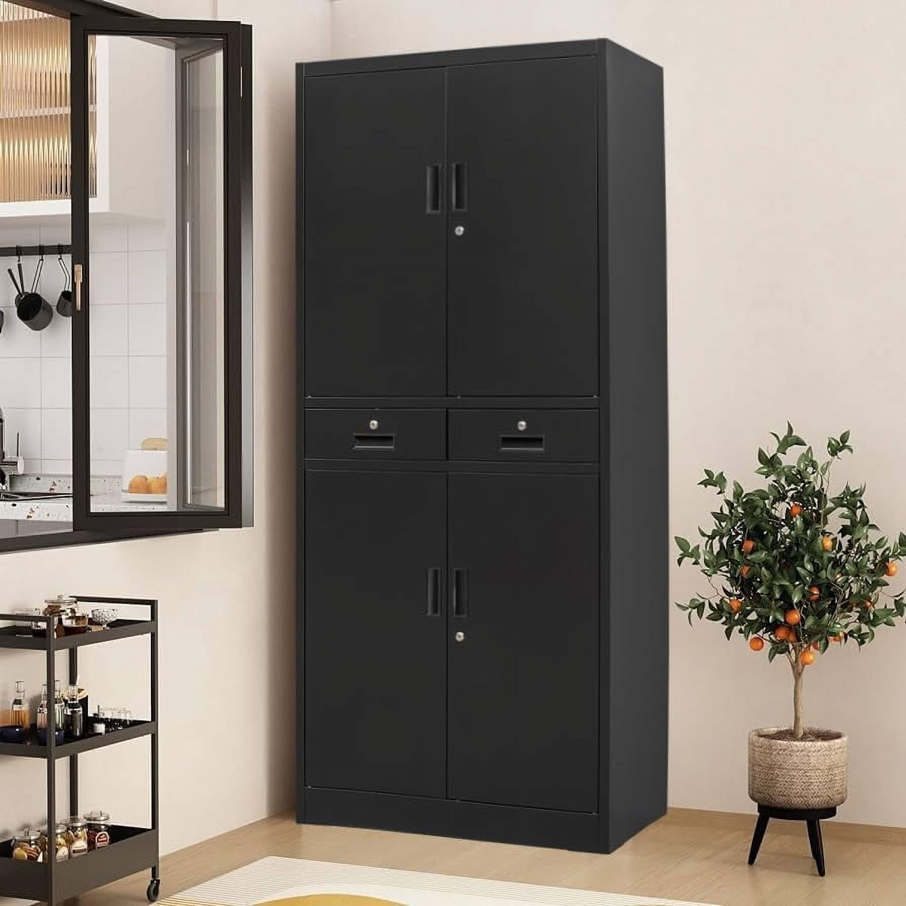Metal Storage Cabinet with Adjustable Shelves and Drawers, Locking ...