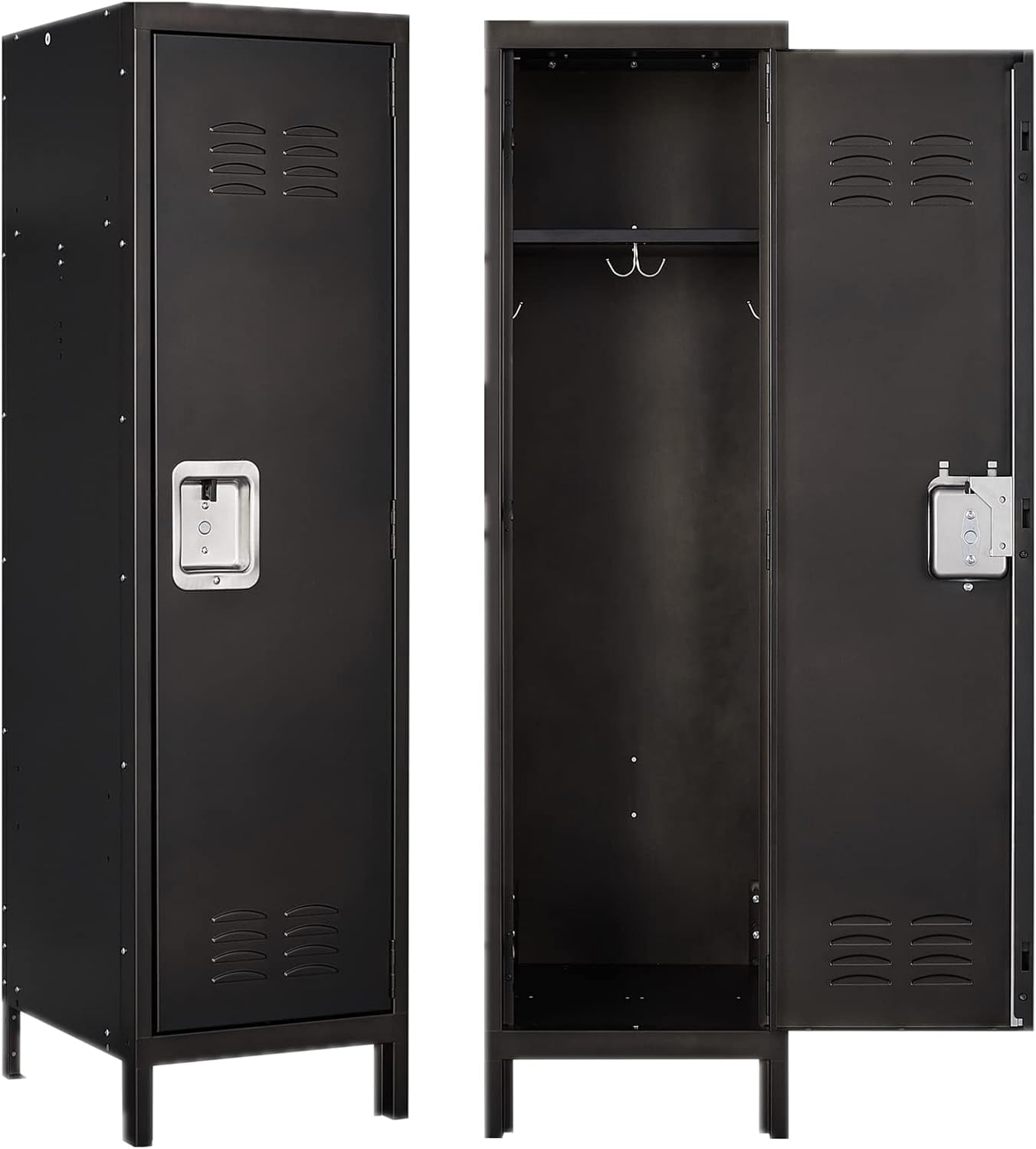 Metal Storage Cabinet with Hanging Rod, Shelves and Lockable Door ...