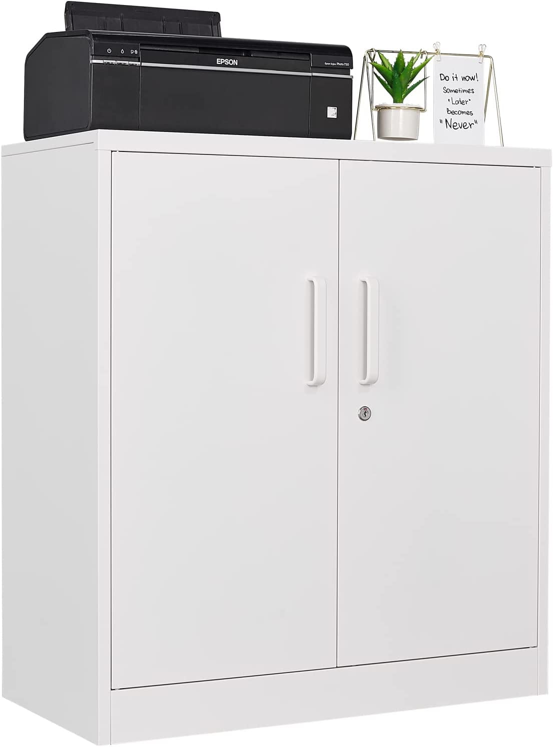 Metal Storage Cabinet with Lock, 36" Small Steel Locker Storage ...