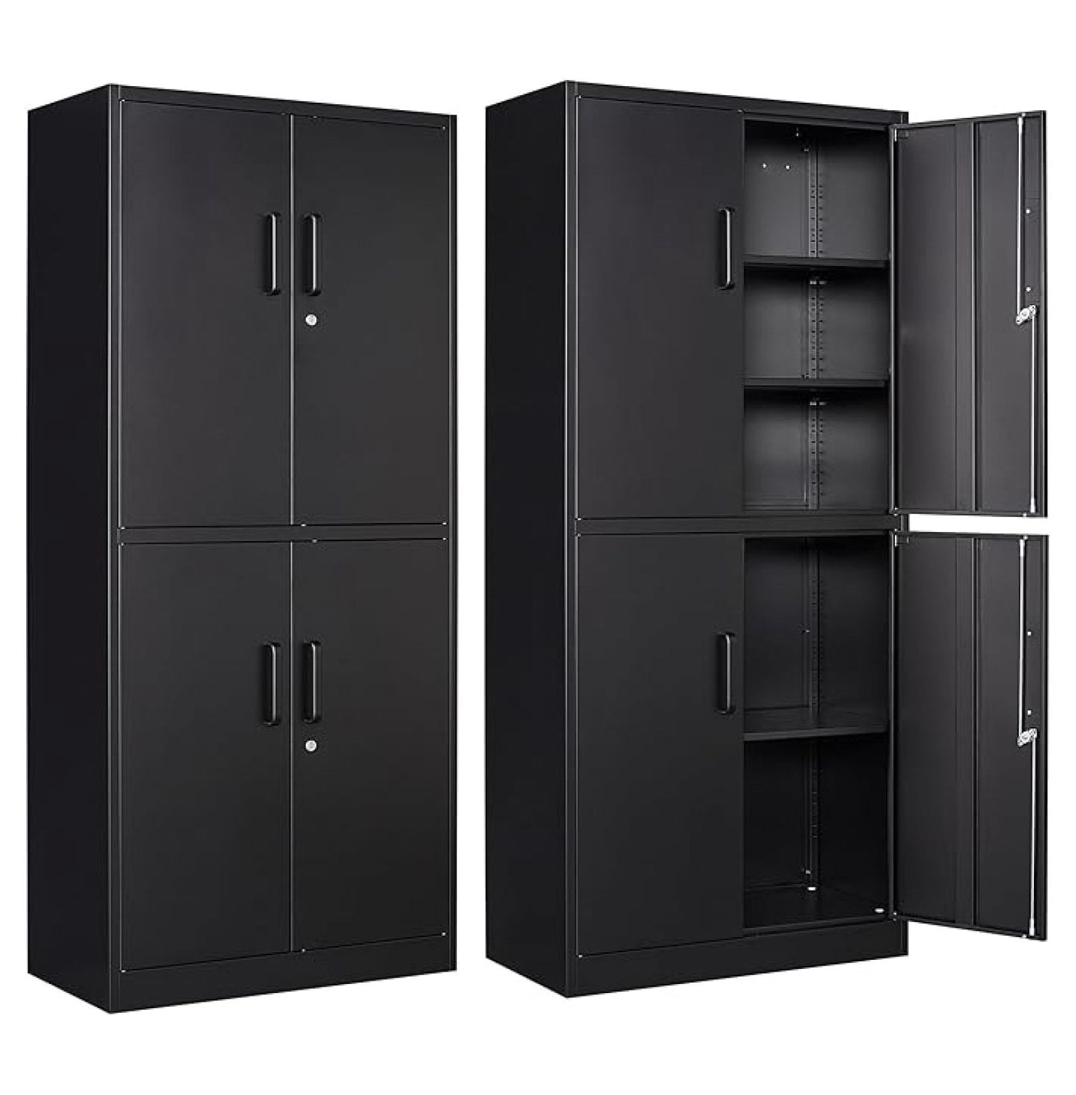 Metal Storage Cabinet with Lock Door, Adjustable Shelf Steel Cabinets ...