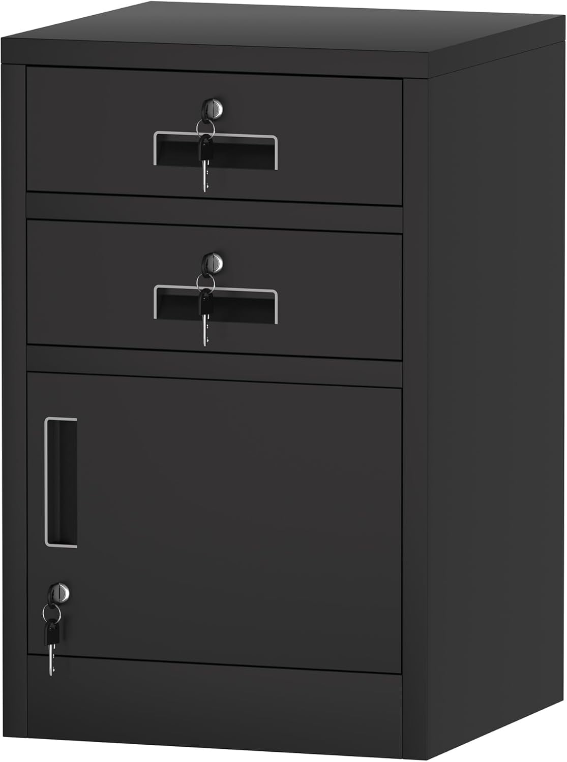Metal Storage Cabinet with Locking Door and 2 Lockable Drawers for Home ...