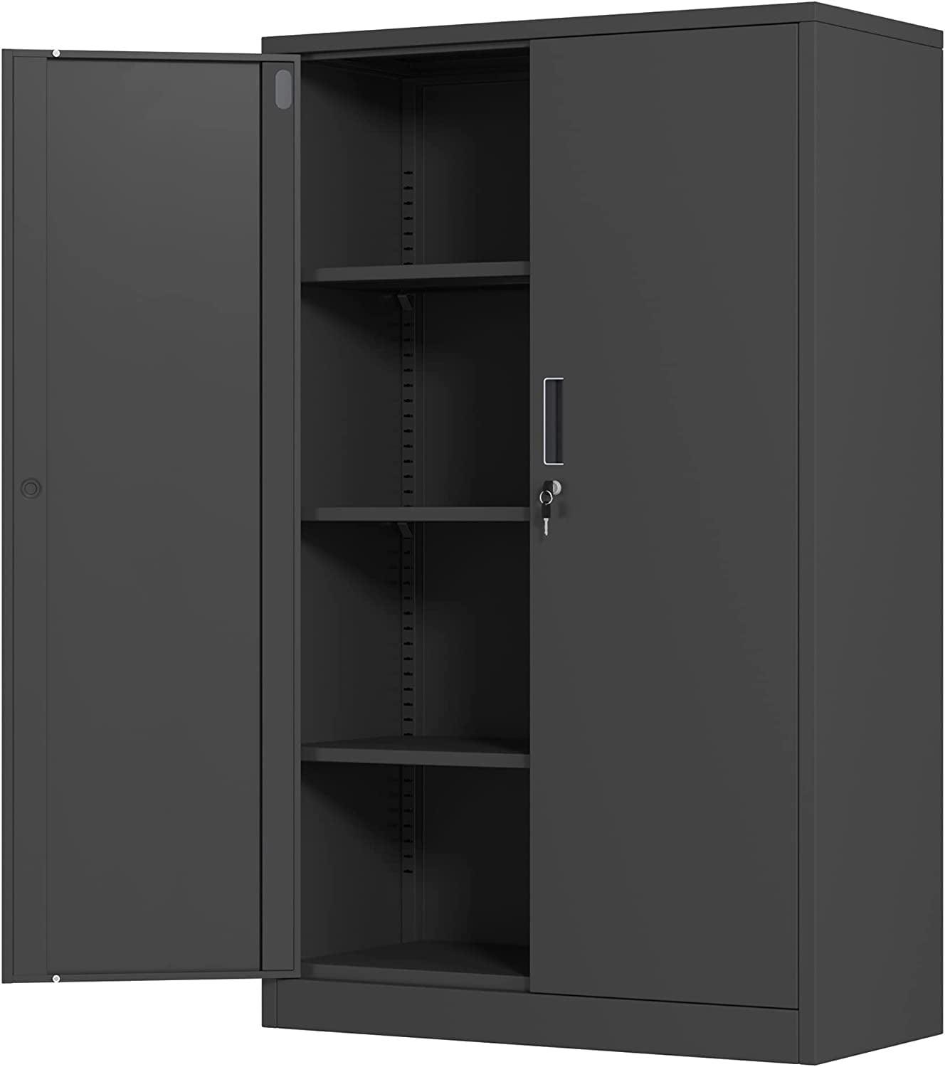 Metal Storage Cabinet with Locking Doors and 3 Adjustable Shelves, 53.5 ...