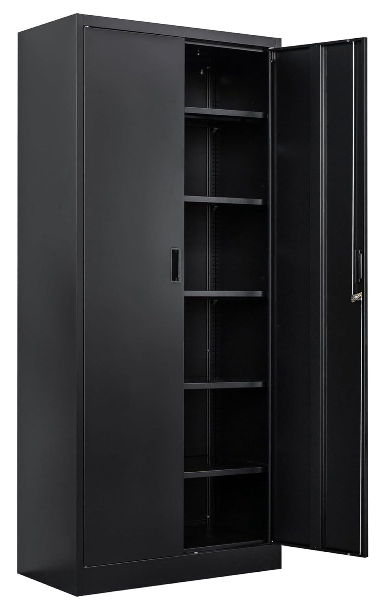 Metal Storage Cabinet with Locking Doors and 5 Adjustable Shelves ...