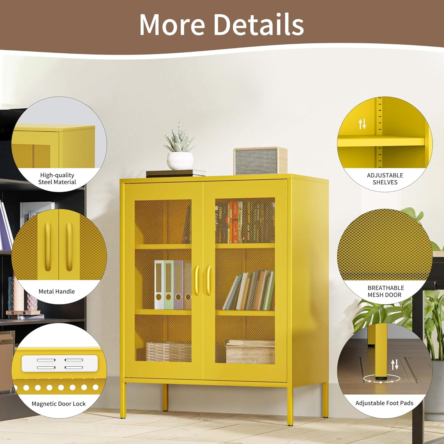 Metal Storage Cabinet with Mesh Doors,Steel Display Cabinet with ...