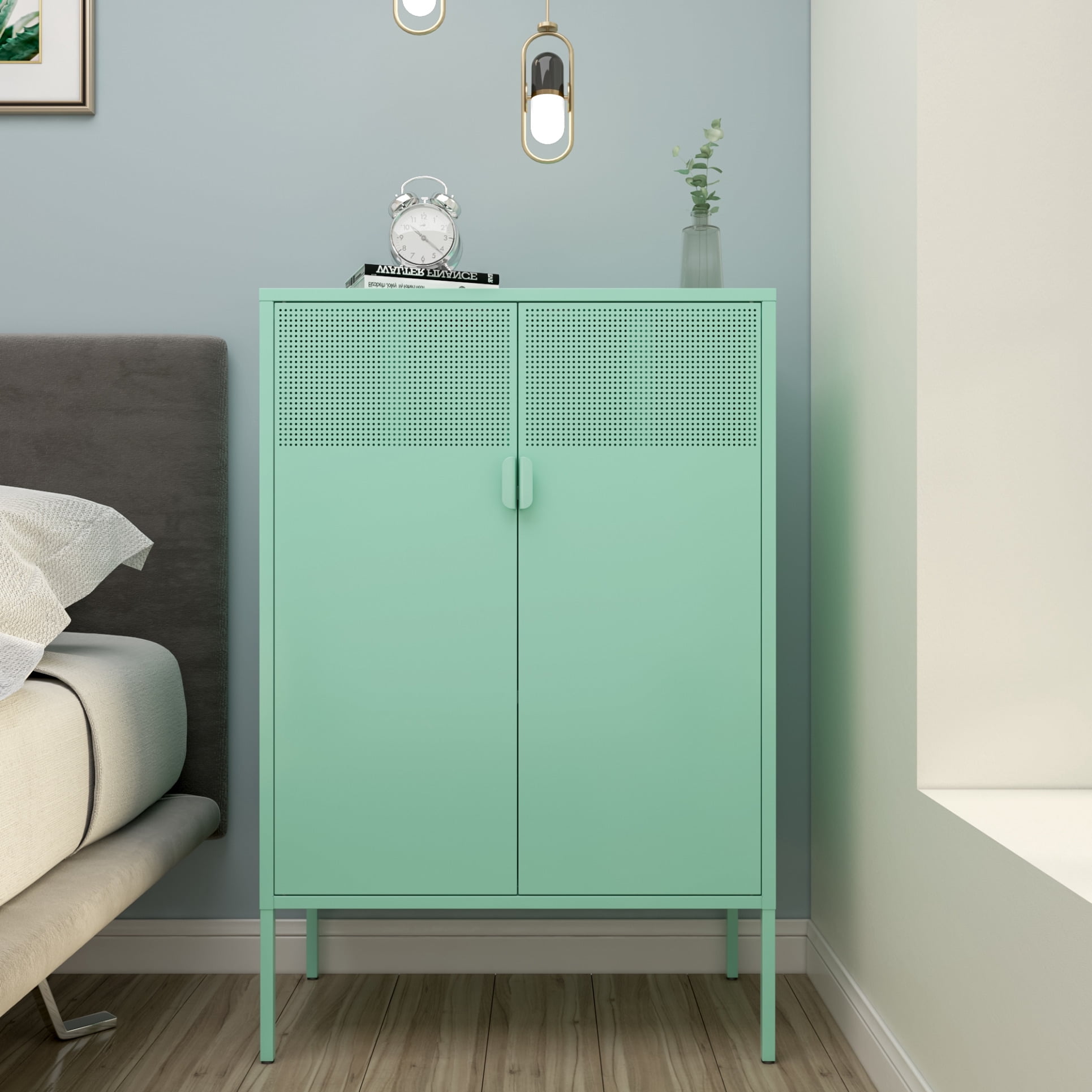 Metal Storage Cabinets with 2 Doors, Free Standing Steel Locker Cabinet ...