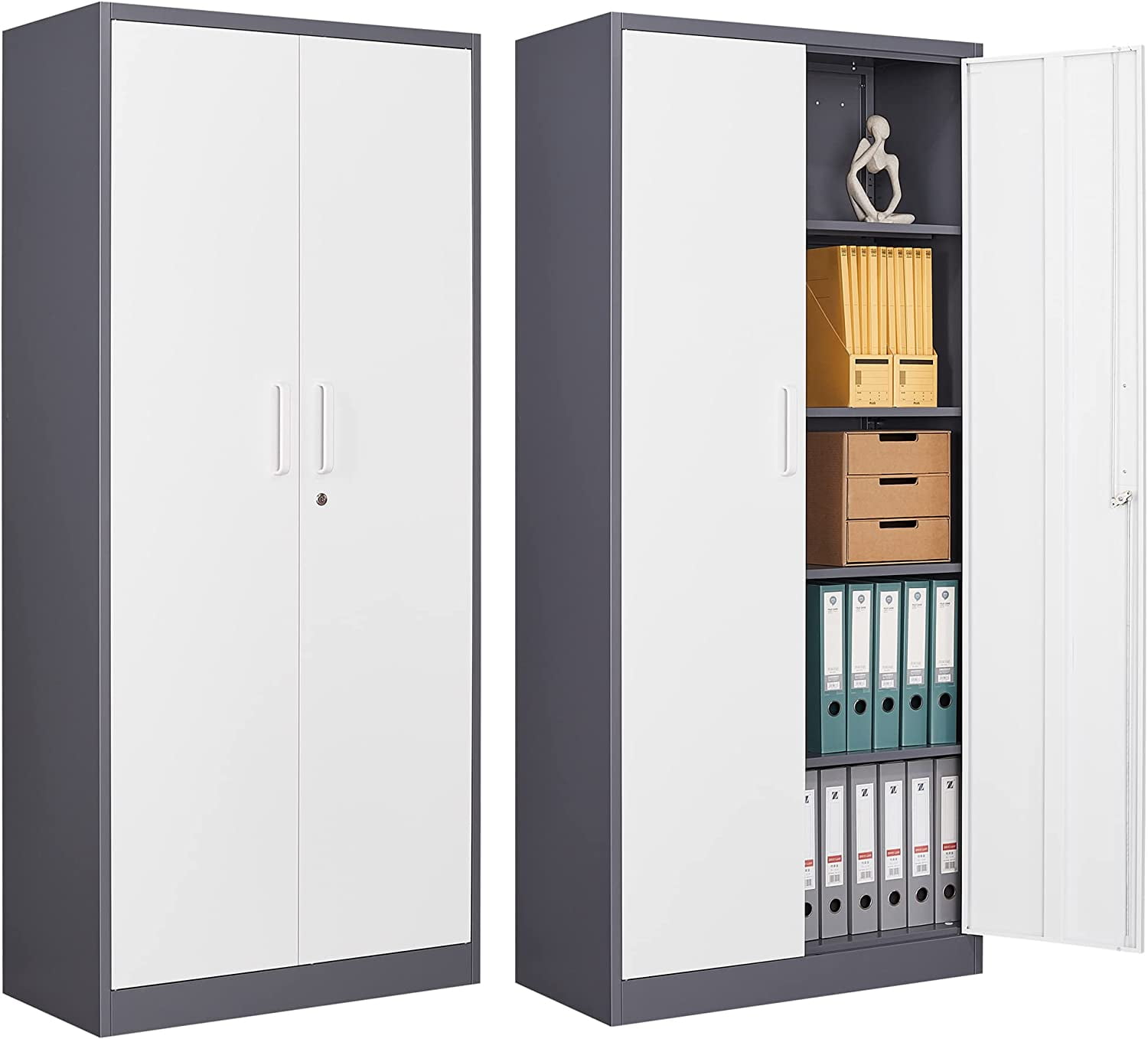 Metal Storage Cabinets,71" Steel Garage Tool Locker, Lock Door ...