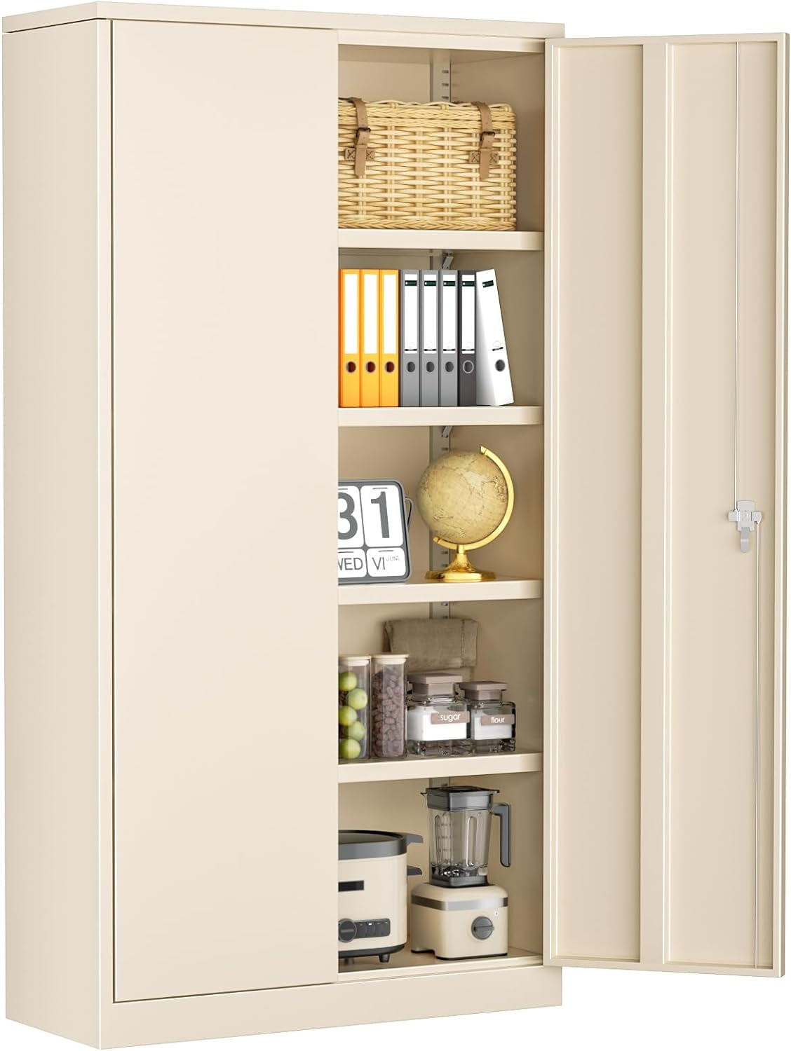 Metal Storage Cabinets 72\u201D Cement Grey Garage Steel Storage ...