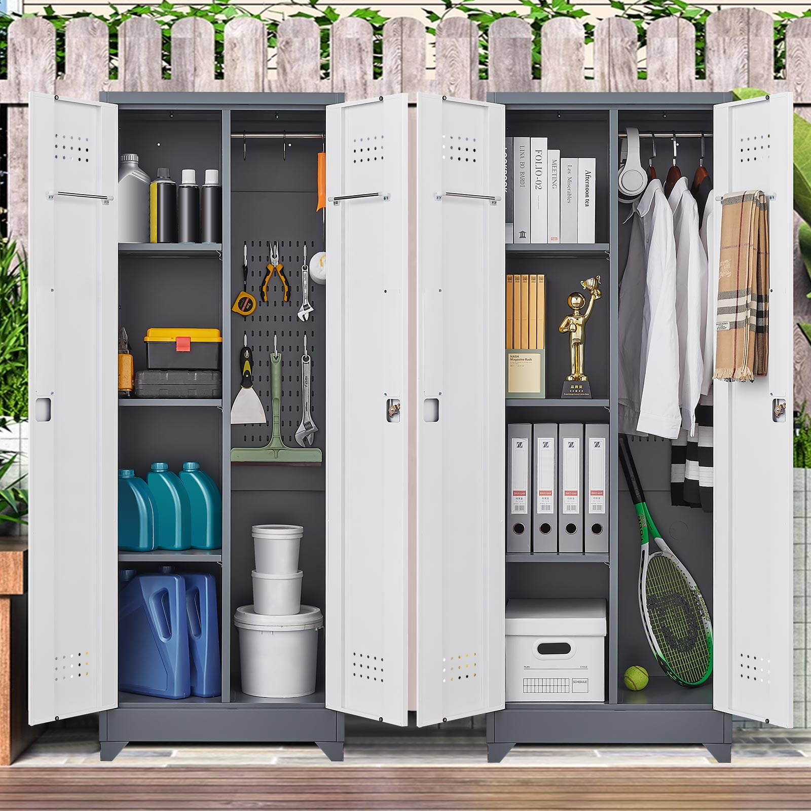 Metal Storage Cabinets, Cleaning Tool Cabinet With Locking Door, Tall ...