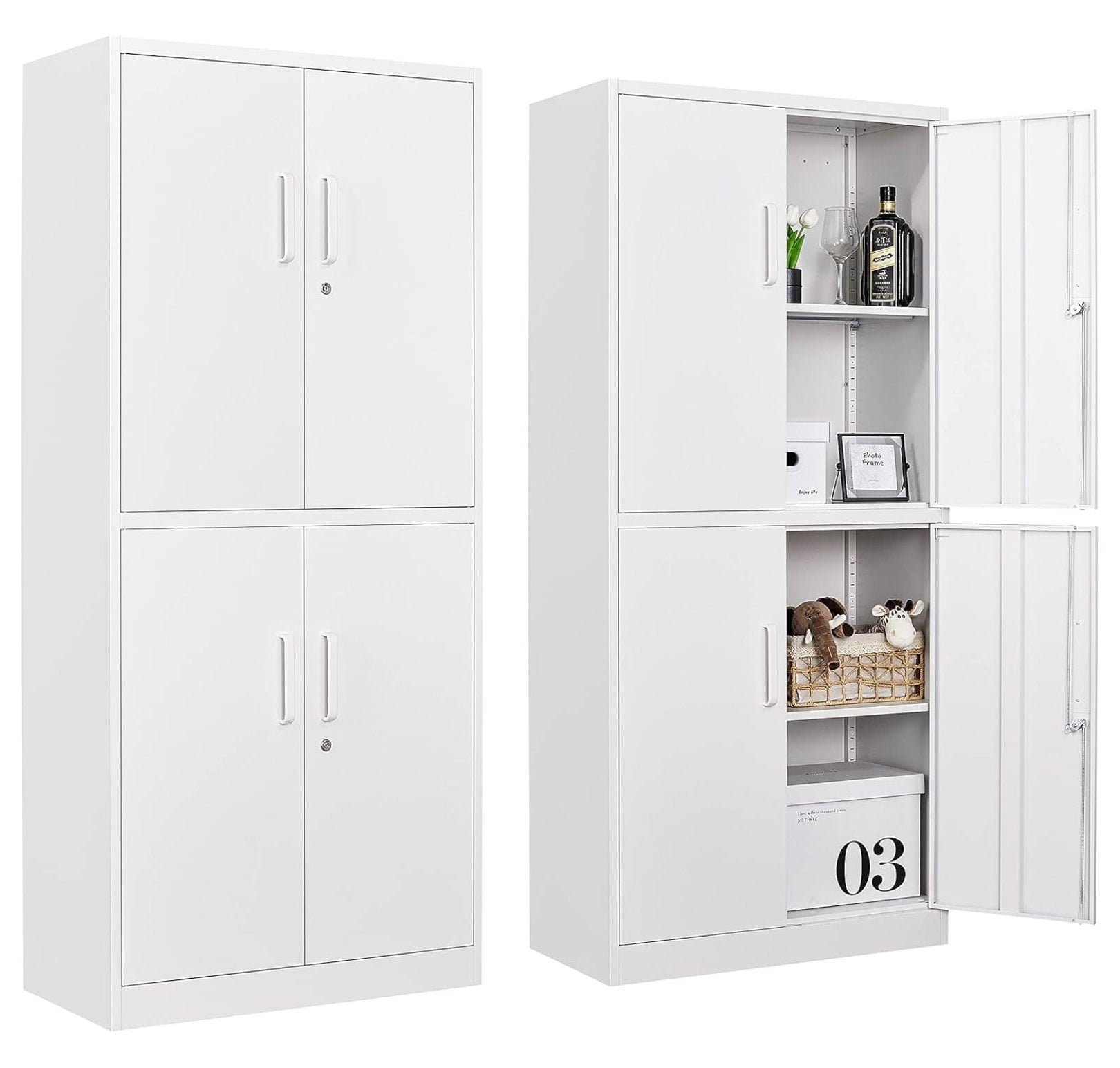Metal Storage Cabinets with Doors And Shelves,71" Garage Storage ...