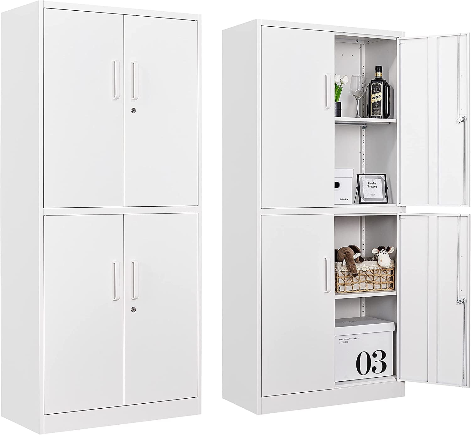 Metal Storage Cabinets with Doors And Shelves,71" Garage Storage ...