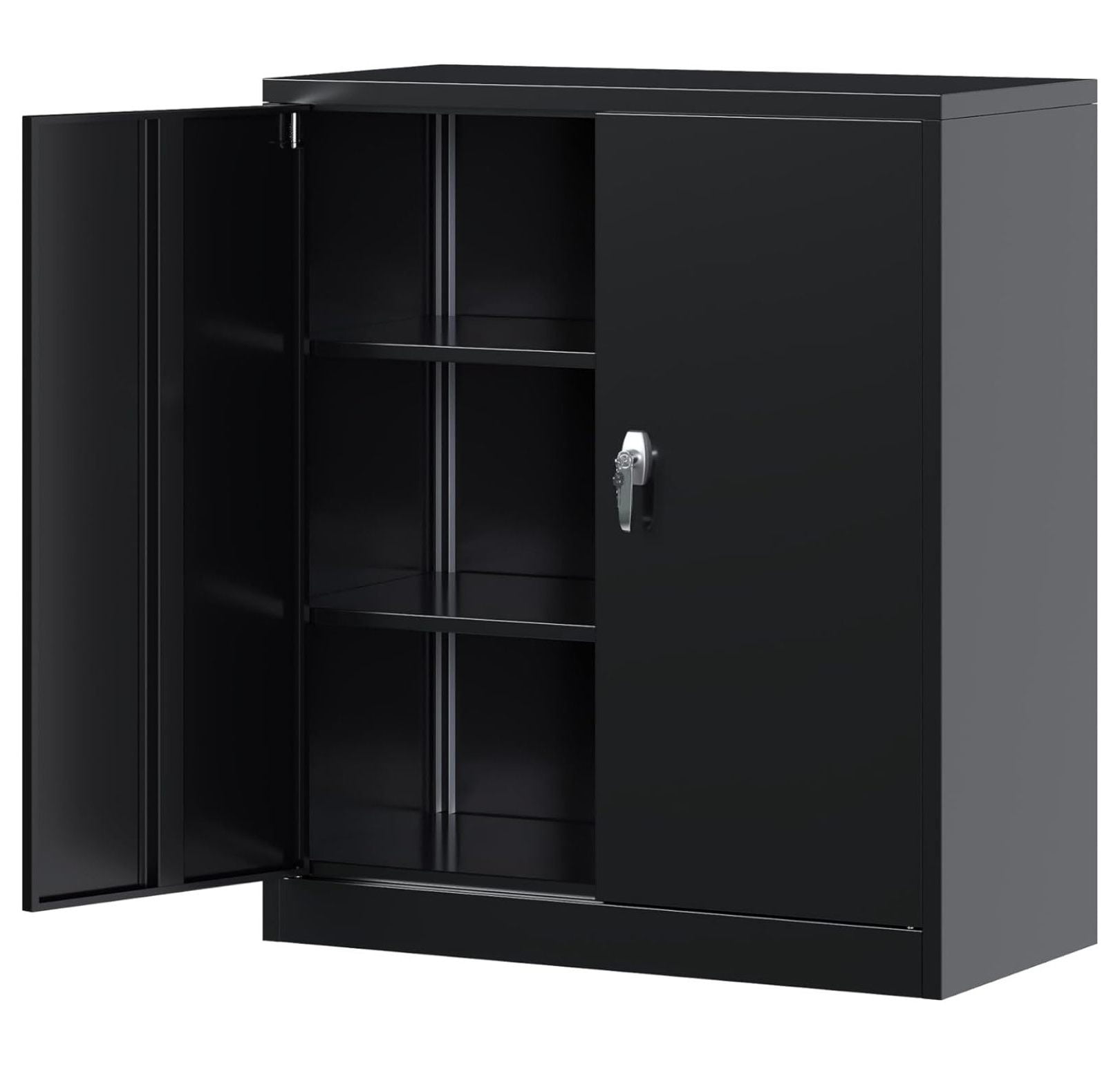 Metal Storage Cabinets with Lock,2 Doors and 2 Adjustable Shelves - 35. ...