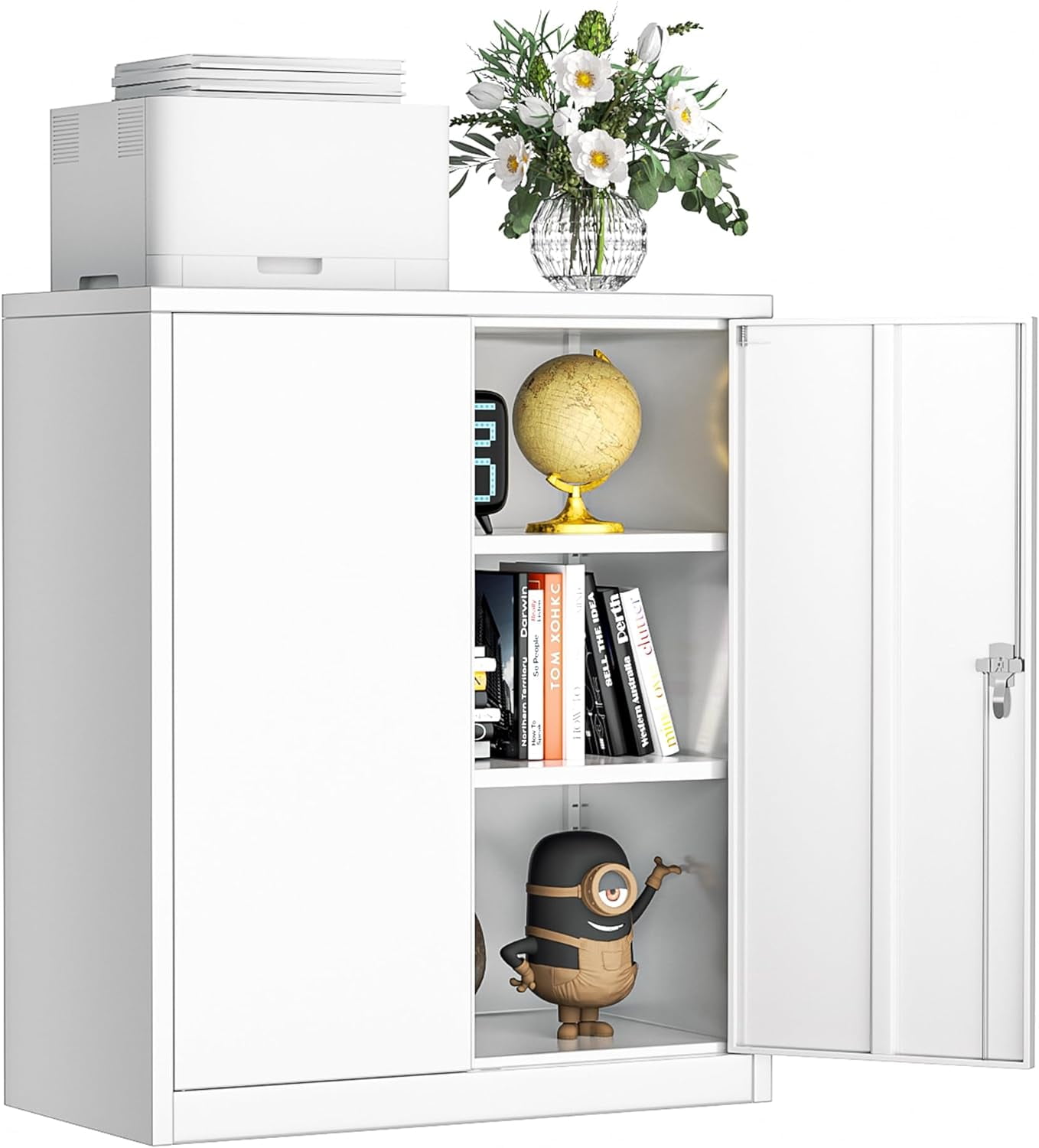 Metal Storage Cabinets with Lock 36" Lockable Storage Cabinet with 2 ...