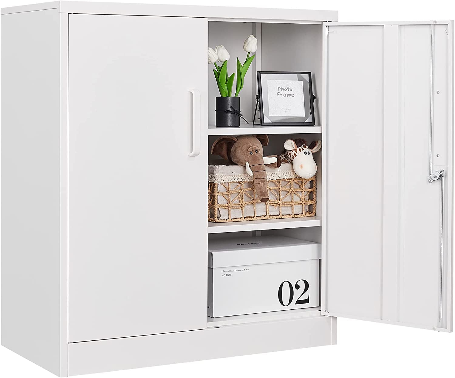 Metal Storage Cabinets with Lock, Small Locker Organizer Steel Cabinets ...