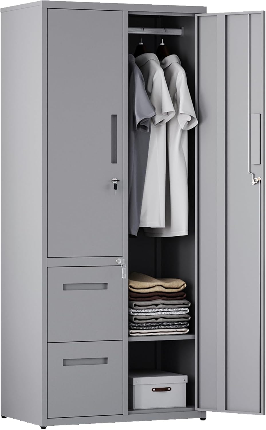 Metal Storage Cabinets with Lock, Small Locker Organizer Steel Cabinets ...