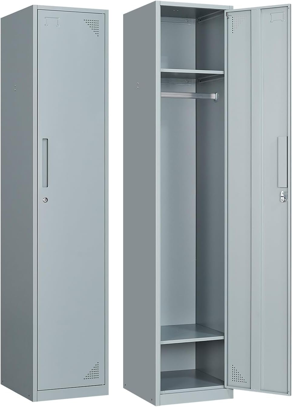 Metal Storage Cabinets Locker, 67" Locker with Clothes Rod, Lockable ...