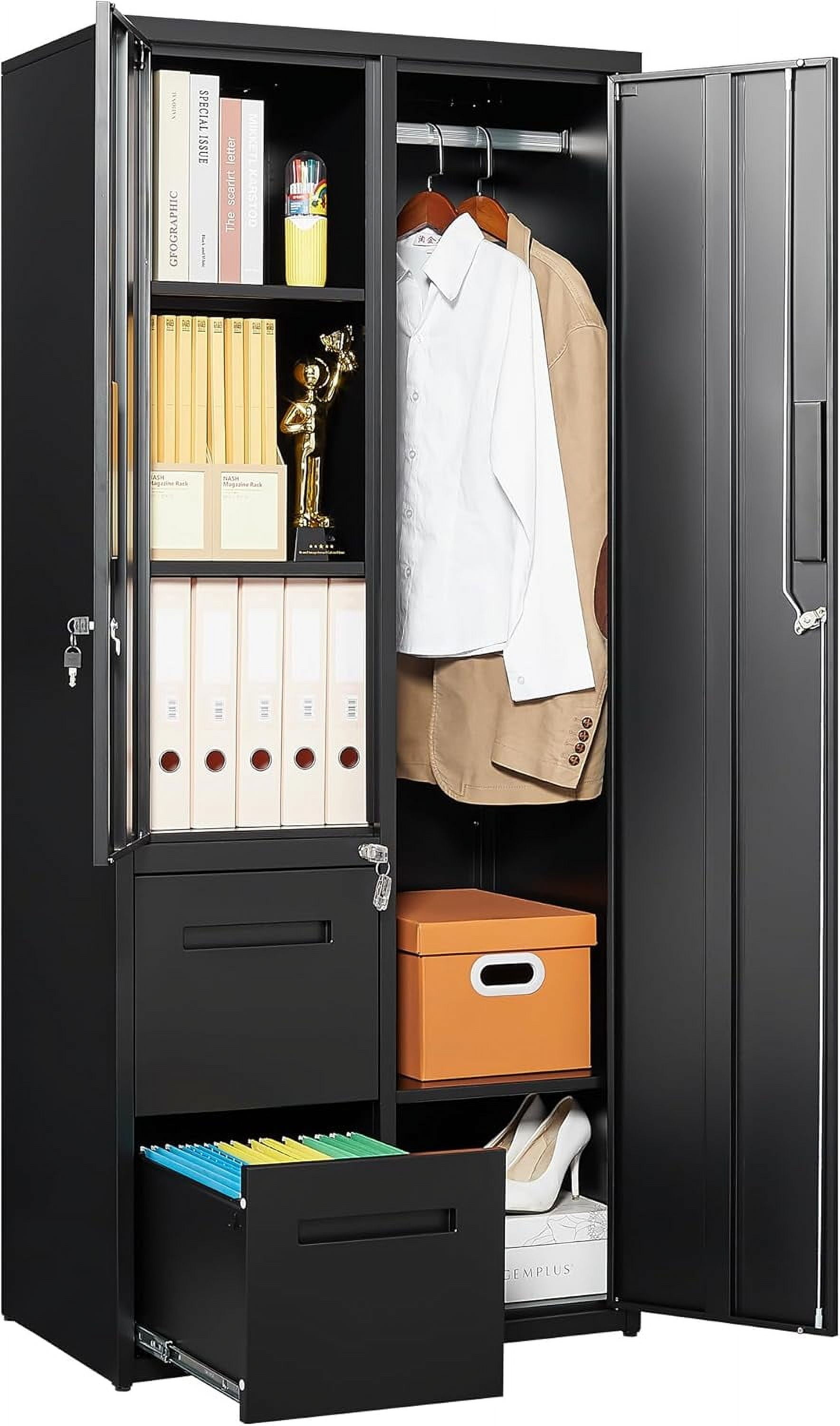 Metal Storage Cabinets Locker, 67" Locker with Clothes Rod, Lockable ...