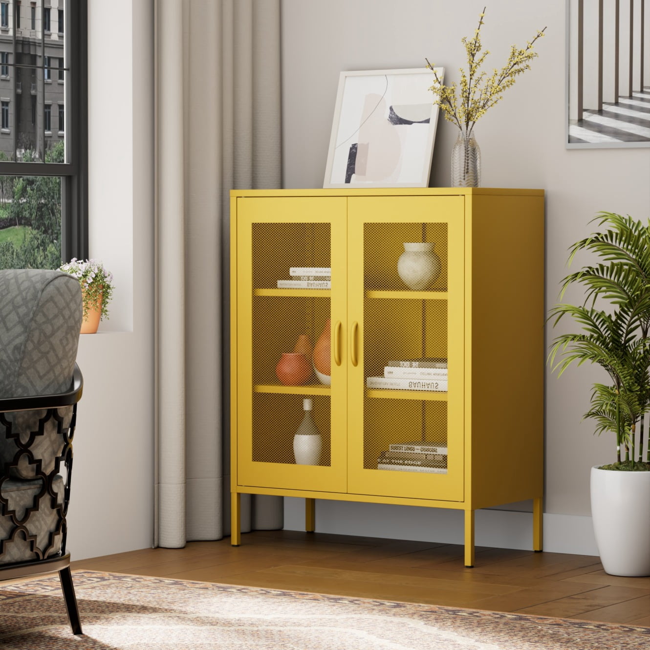 Metal Storage Cabinets Locker, Freestanding Steel Storage Cabinet with ...