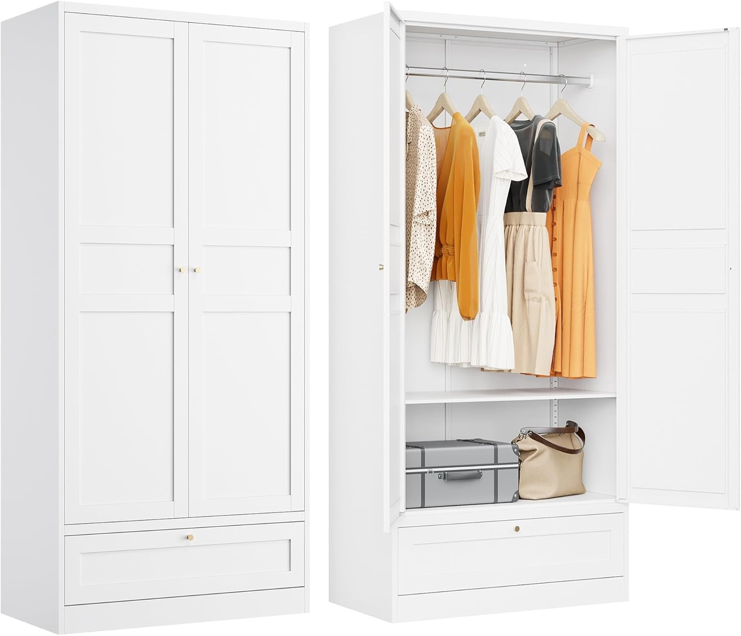 Metal Storage Cabinets Locker with Locker Shelf, Armoire Wardrobe ...