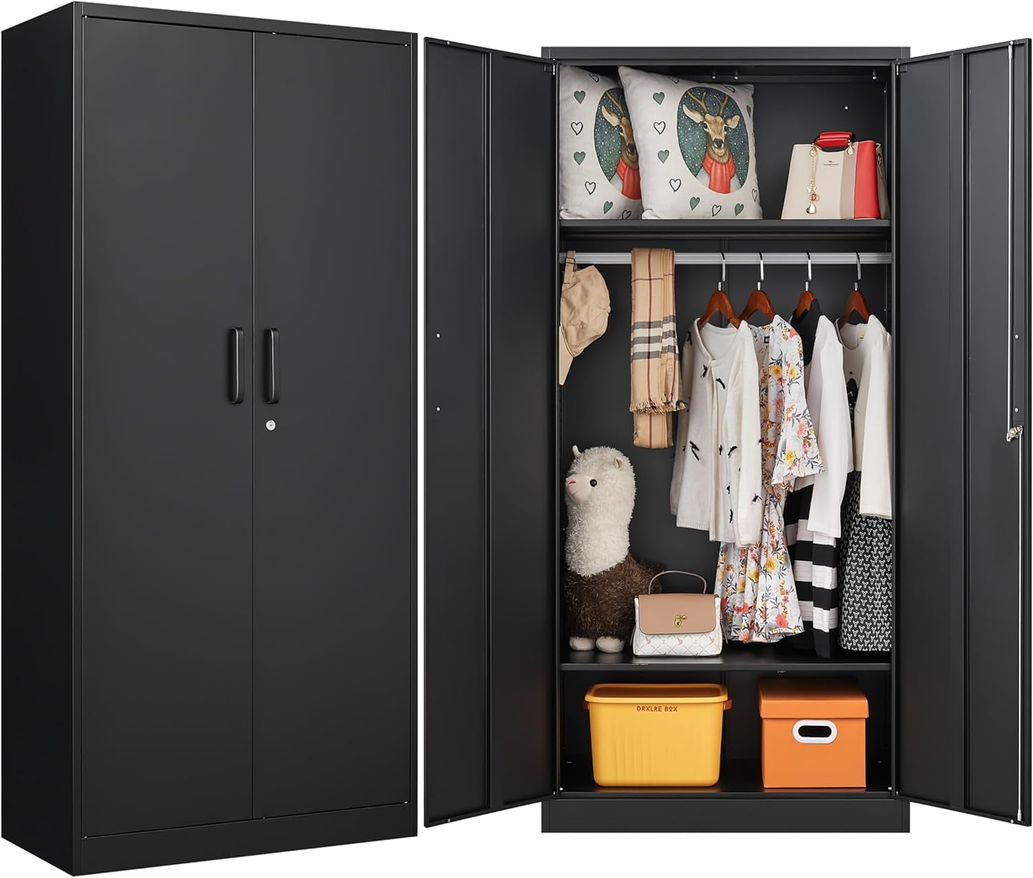 Metal Storage Cabinets Locker with Locker Shelf, Armoire Wardrobe ...