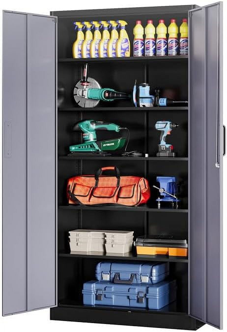 Metal Storage Cabinets with Locking Doors&2 Adjustable Shelves ...