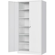 6 Door Metal Accent Storage Cabinet, Freestanding Cupboard with ...