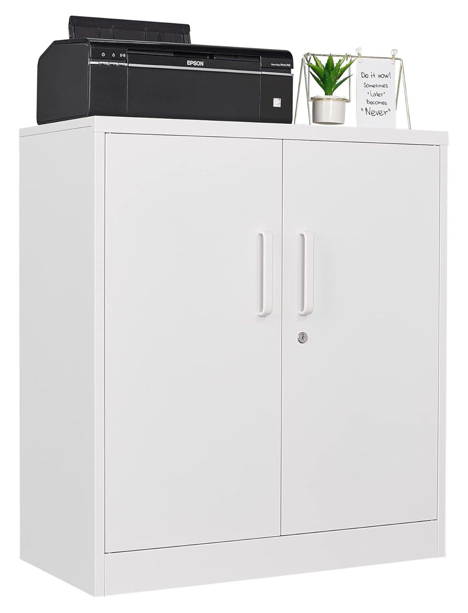 Metal Storage Cabinets with Locking Doors&2 Adjustable Shelves ...