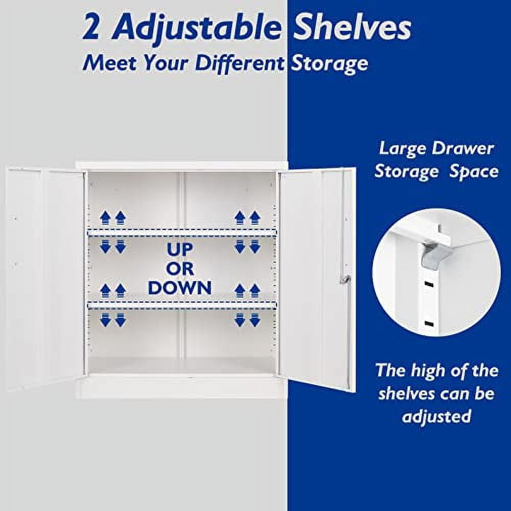 Metal Storage Cabinets with Locking Doors&2 Adjustable Shelves ...