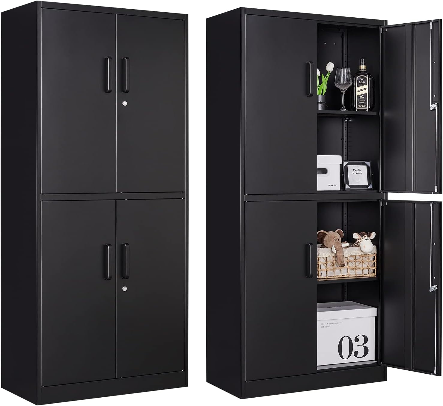 Metal Storage Cabinets with Locking Doors 71" Tall Garage Storage ...