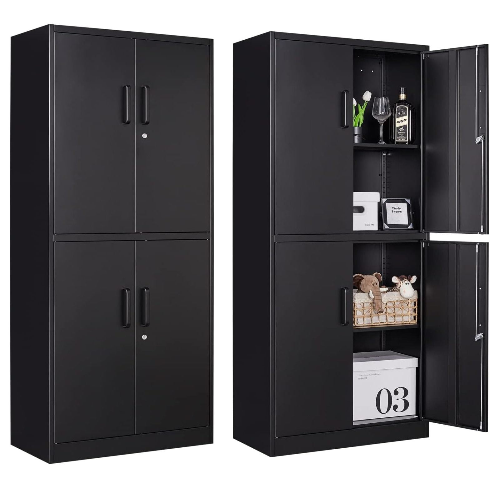 Metal Storage Cabinets with Locking Doors,71" Tall Garage Storage ...
