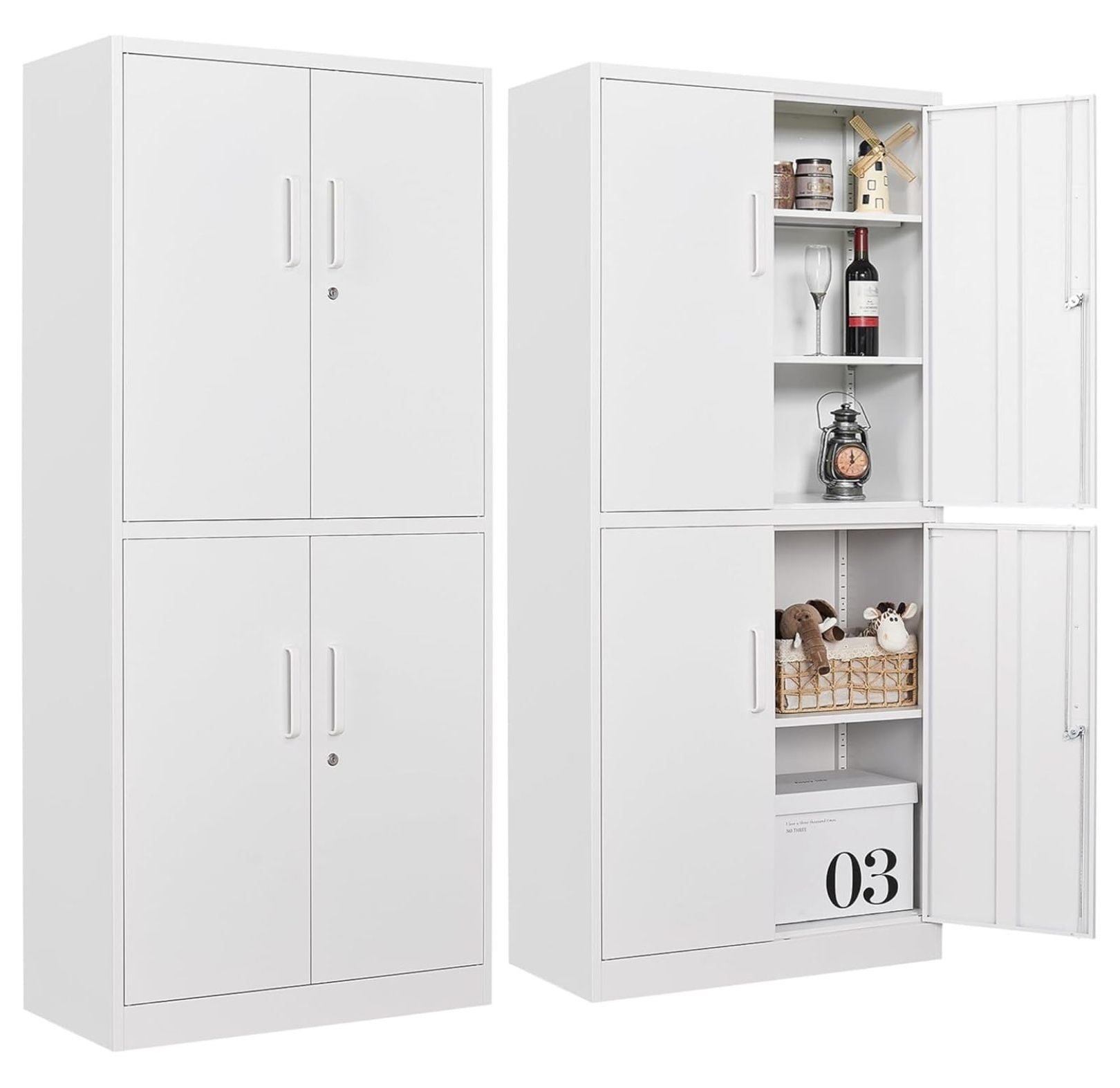 Metal Storage Cabinets with Doors And Shelves, 71'' Garage Cabinet ...
