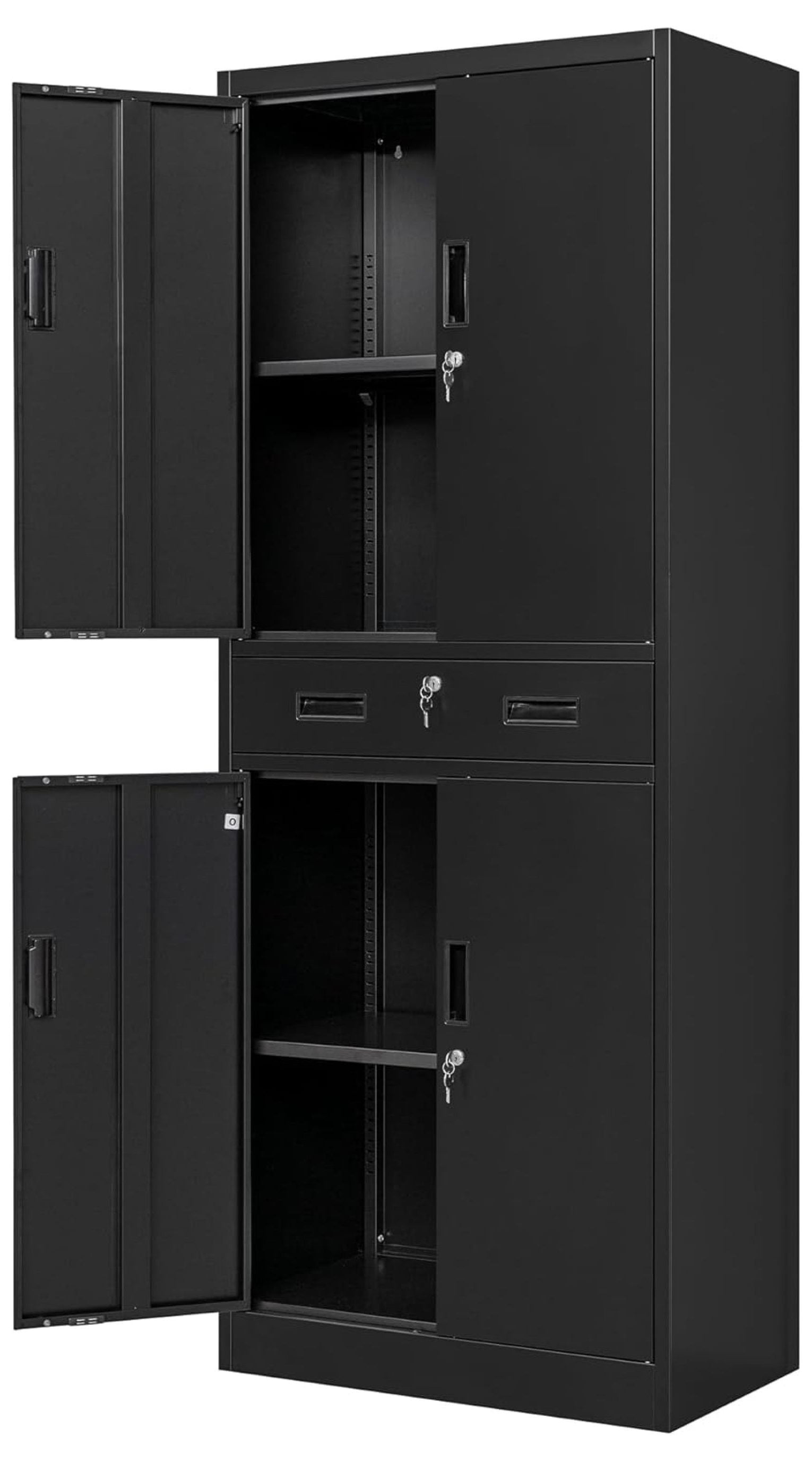 Metal Storage Cabinets with Drawer and Adjustable Shelves, Lockable ...