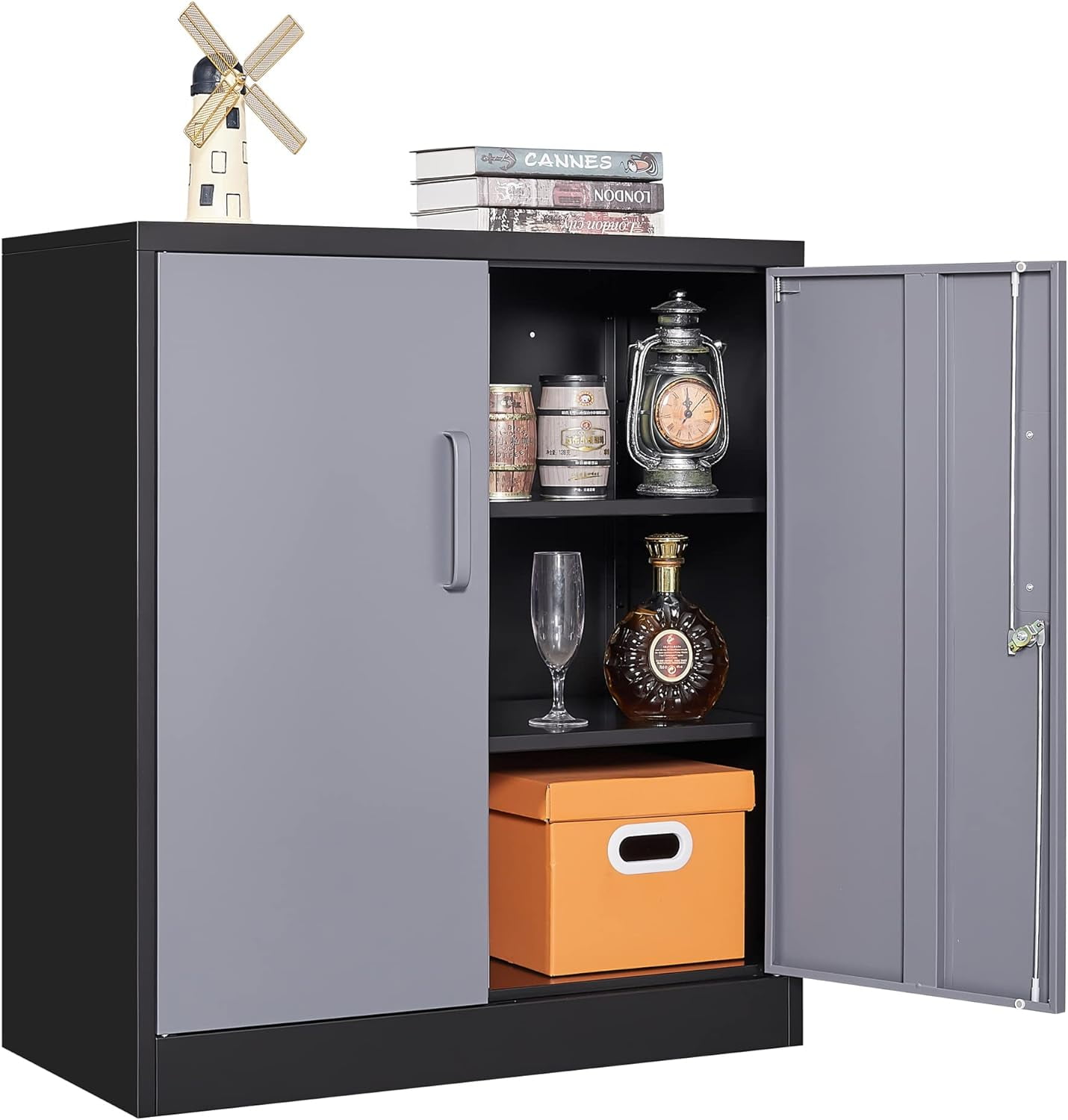 Metal Storage Cabinets with Lock Door and Shelves, Steel Garage Tool ...