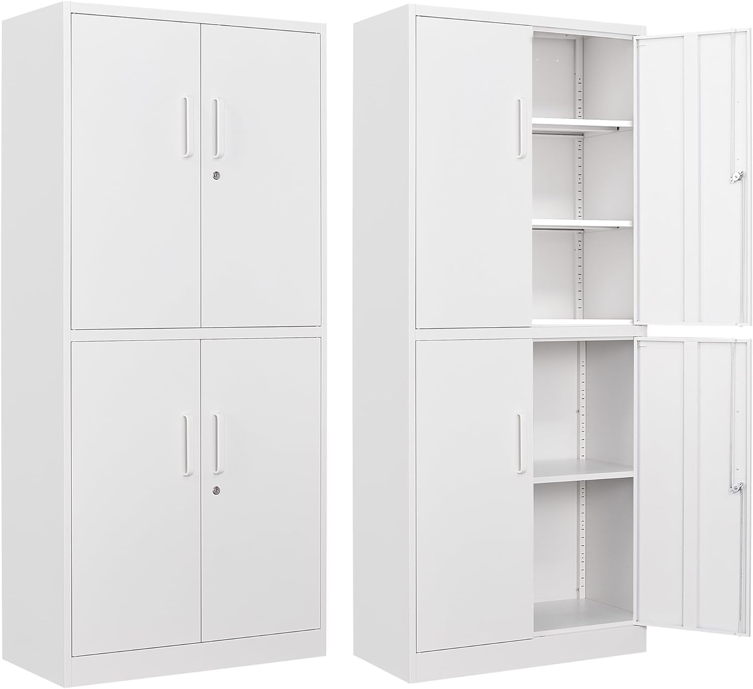 Metal Storage Cabinets with Lock Small Locker Steel Cabinets Adjustable ...