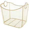 Metal Storage Cart Oval Mesh Wire Rolling Laundry with Ring Handles 21 ...