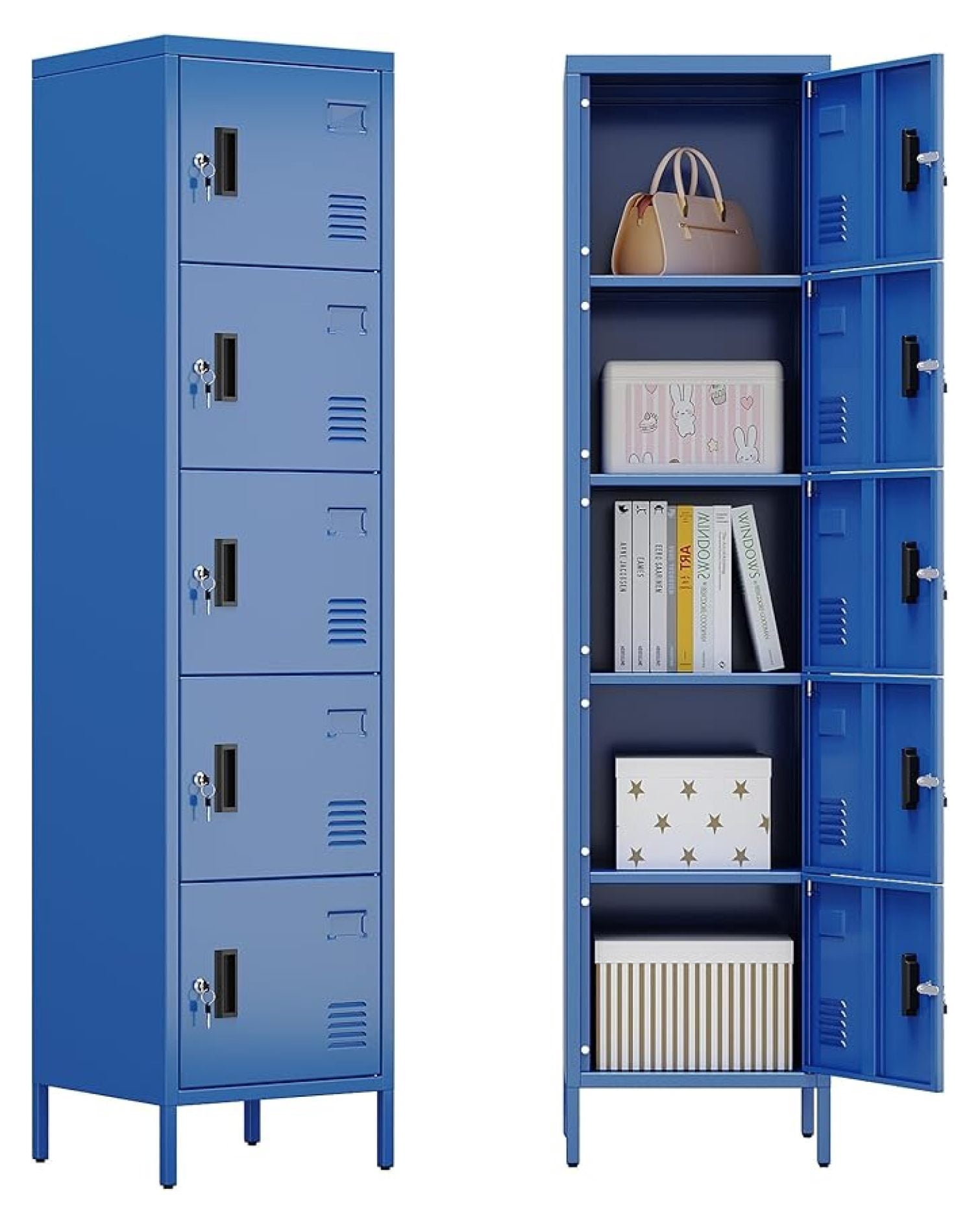 Metal Storage Employees Locker with 5 Lockable Doors,Locking Storage ...