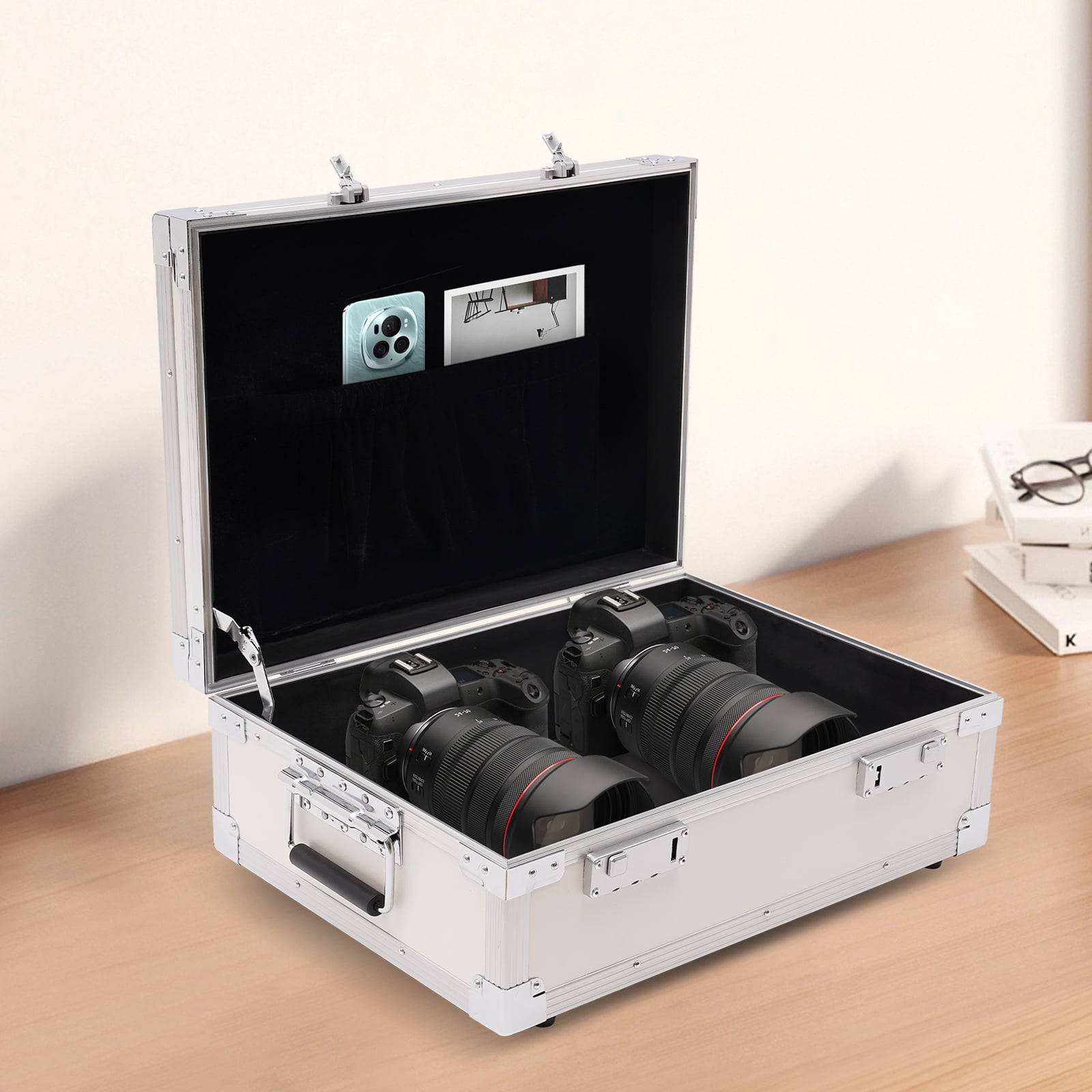 Metal Storage Lock Box with Combination Locks, Portable Safe Box Silver ...