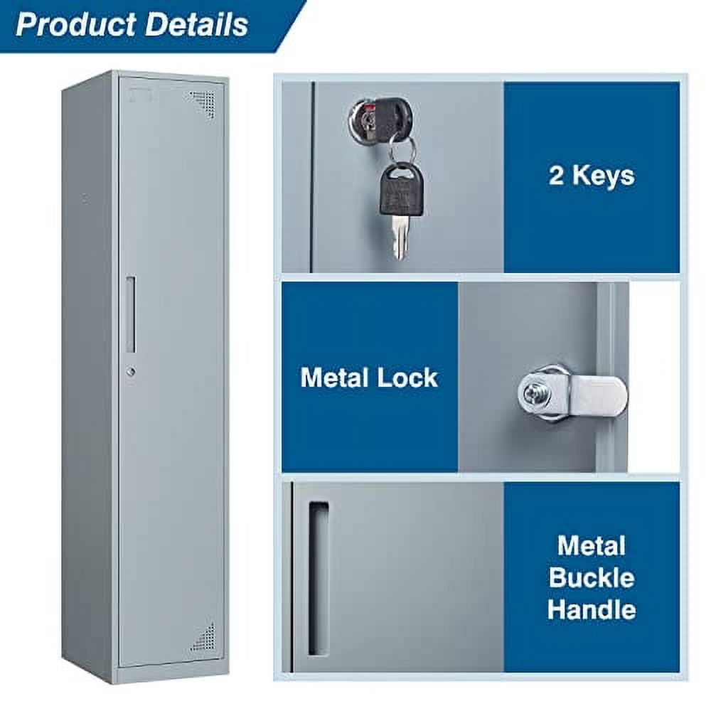 Metal Storage Locker, 71" Tall Locker Storage Cabinet for Employees ...