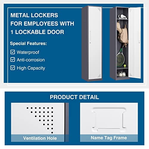 Metal Storage Locker, 71" Tall Locker Storage Cabinet for Employees ...