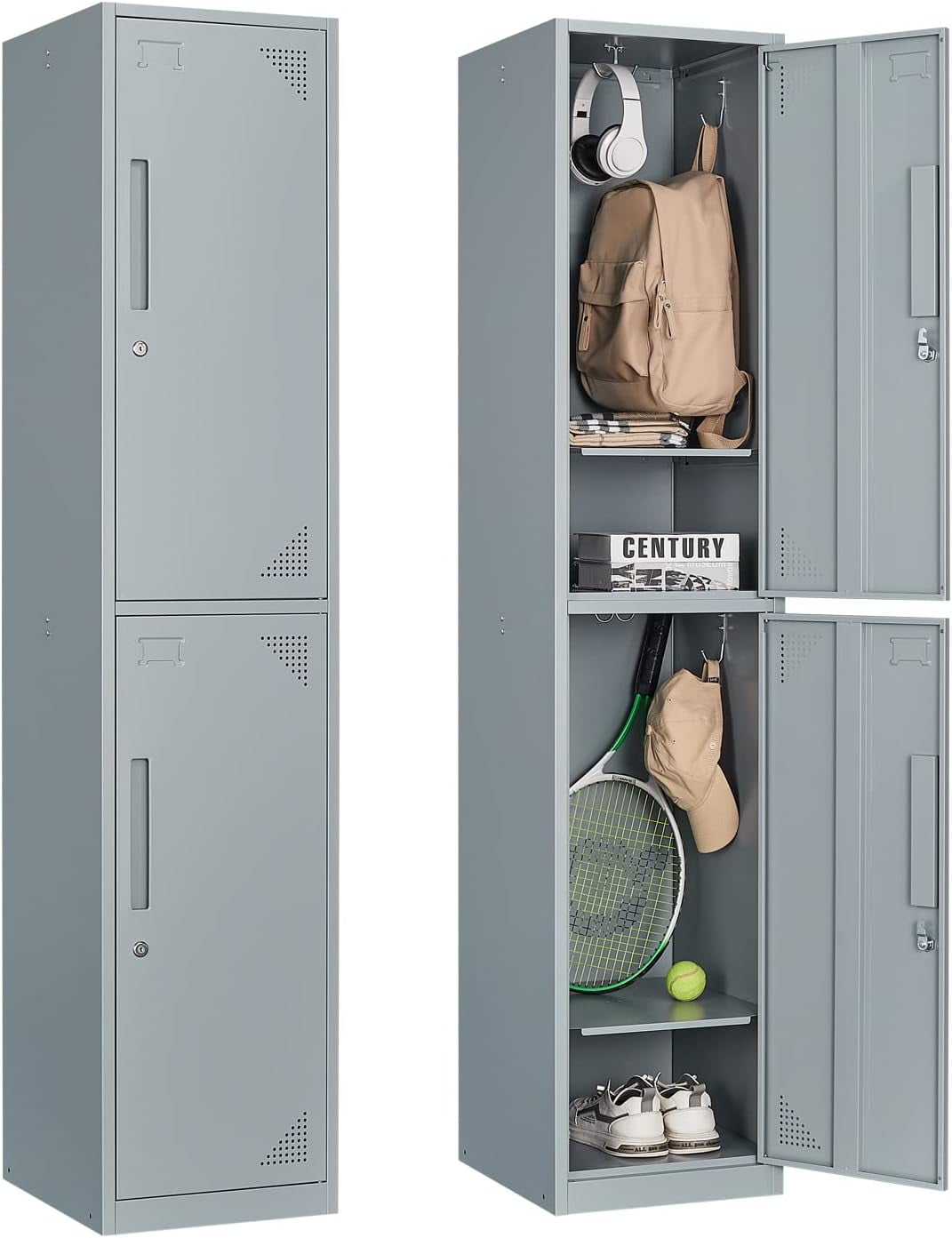 Metal Storage Locker, 71" Tall Locker Storage Cabinet for Employees ...