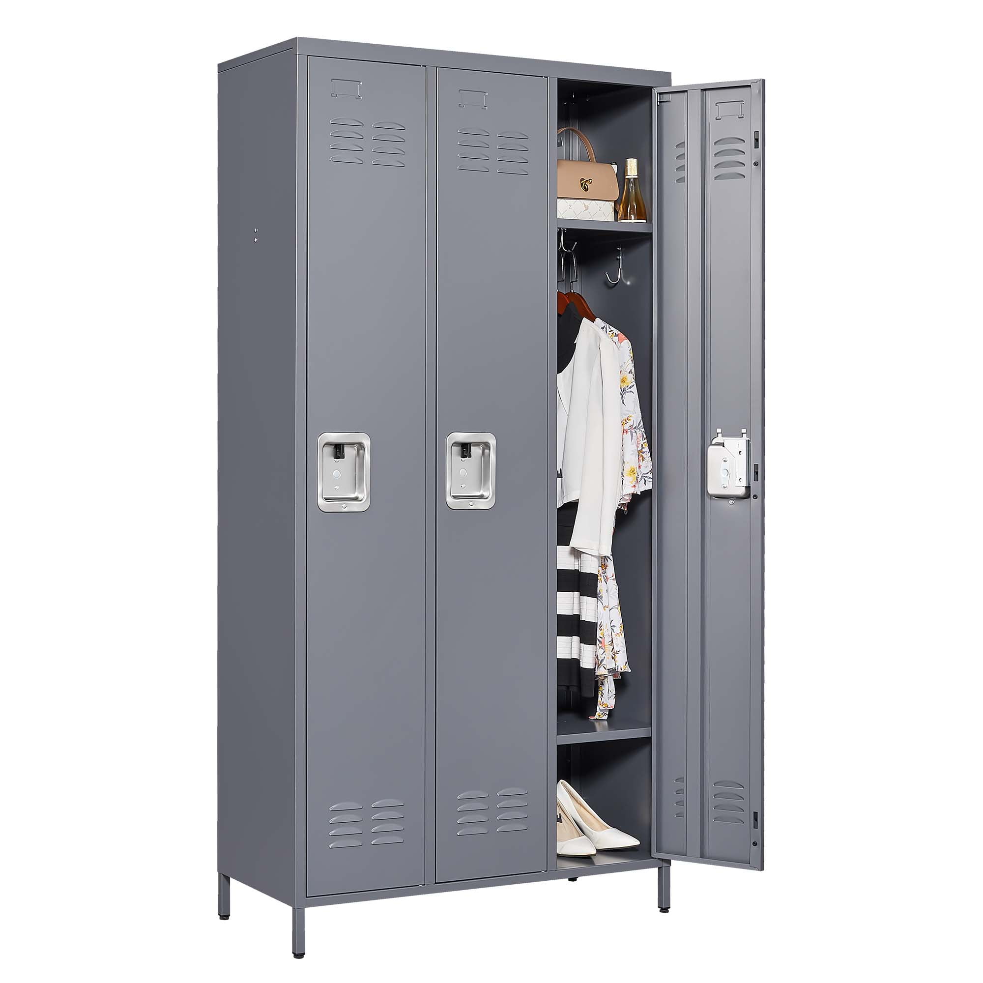 Metal Storage Locker, 72" Tall Locker with Doors & Pothook, Employees ...