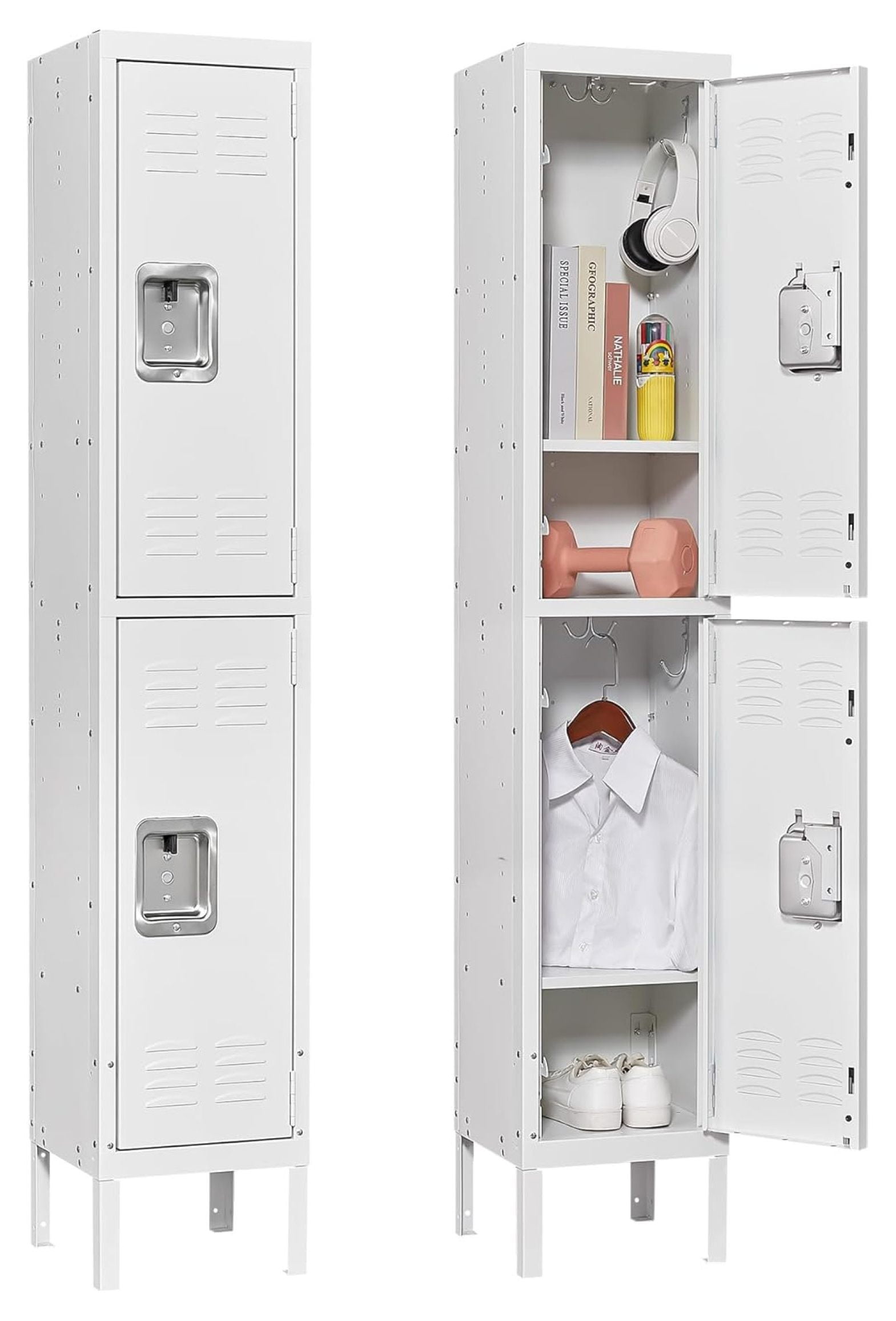 Metal Storage Locker, Lockable Employees Metal Locker with 2 Doors, 65. ...