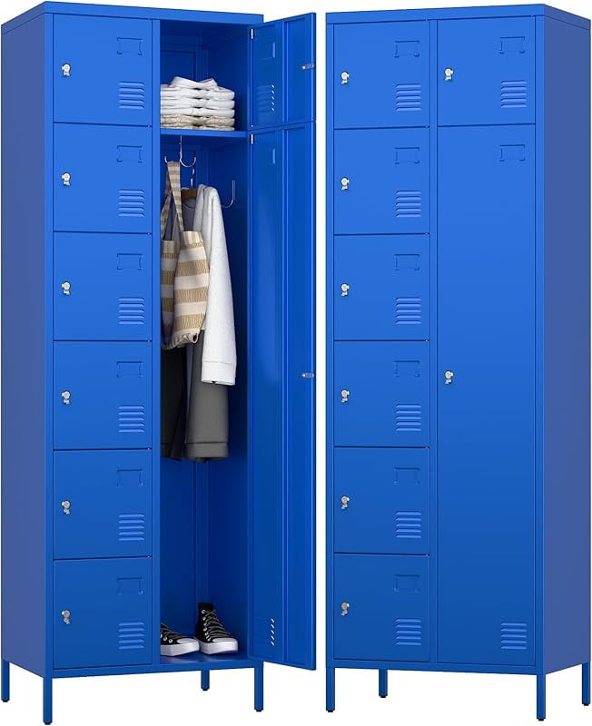 Metal Storage Lockers with 7 Small Doors &1 Large Door,Steel Locker for ...