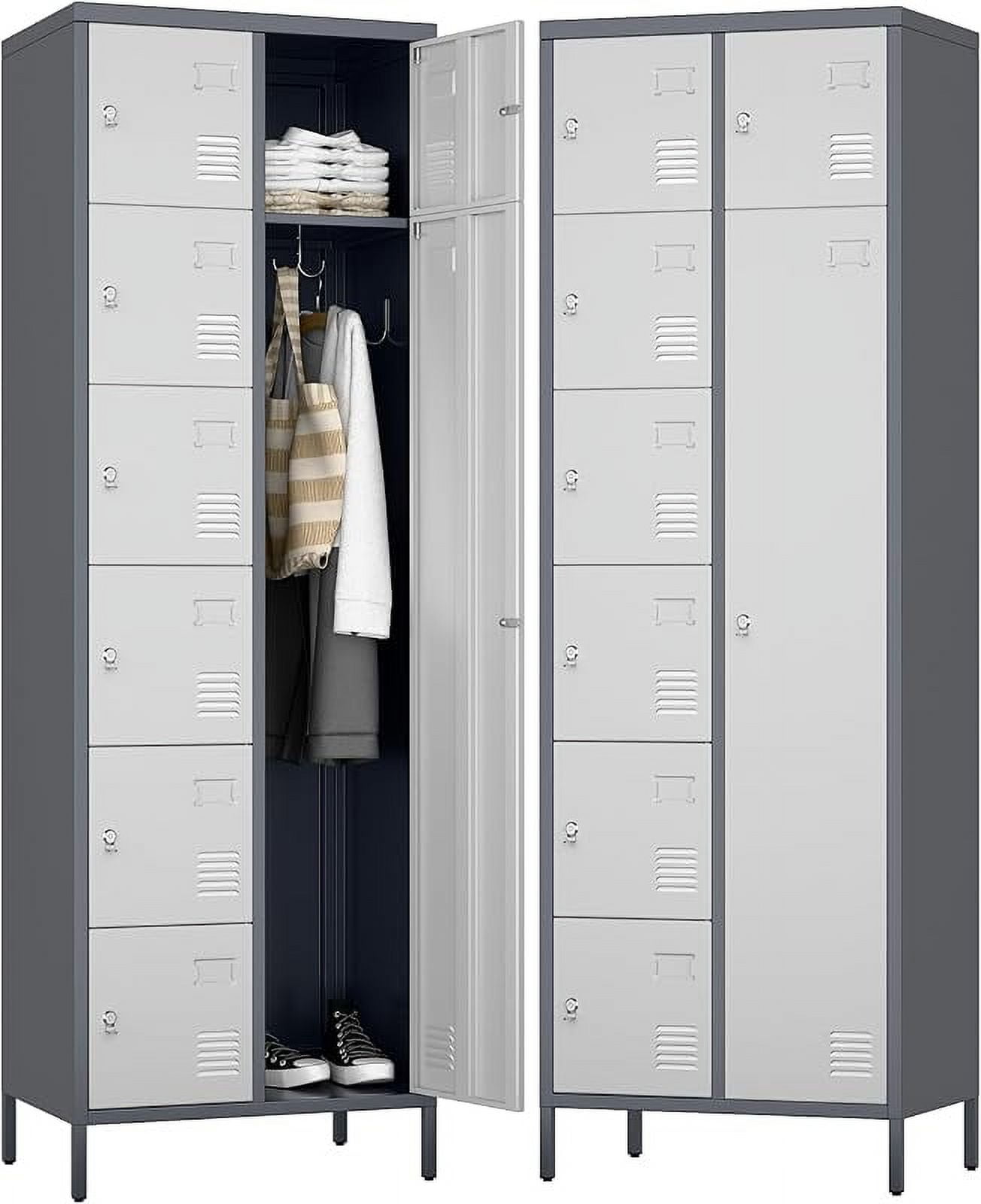 Metal Storage Lockers with 7 Small Doors &1 Large Door,Steel Locker for ...