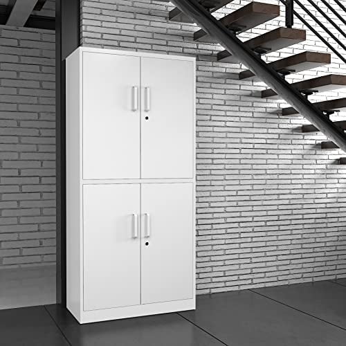 Metal Storage Locking Cabinet, 71" Tall Metal Cabinet with 4 Doors and ...