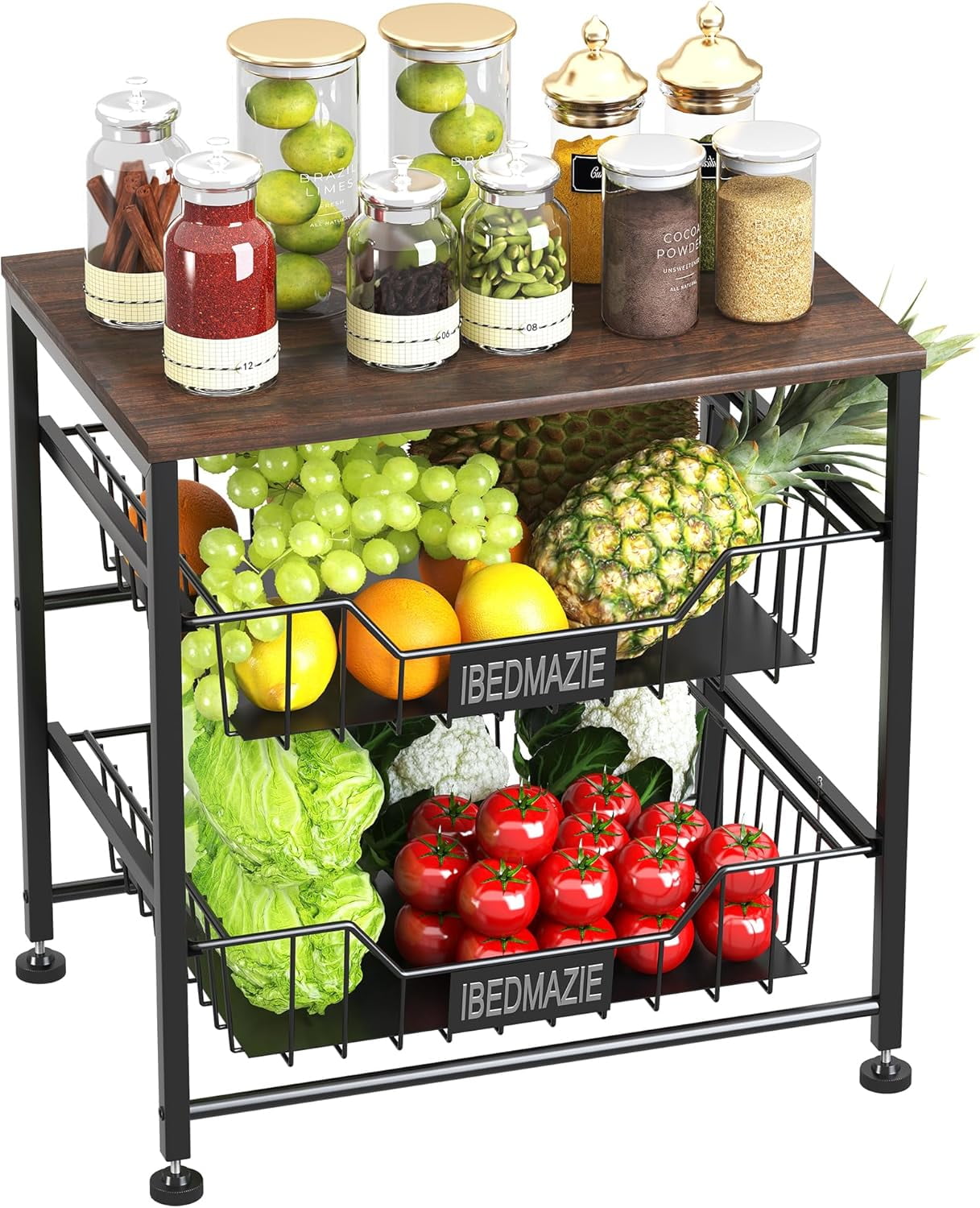 Metal Storage Organizer with Drawers,Fruit Basket for Kitchen,3 Tier ...