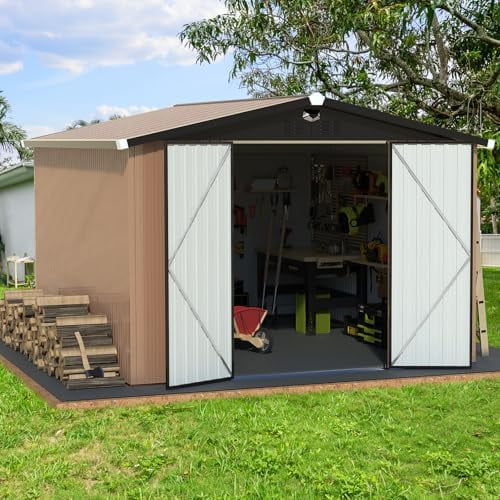 Metal Storage Shed,Outdoor Storage Building 10x12,Large Backyard Sheds ...